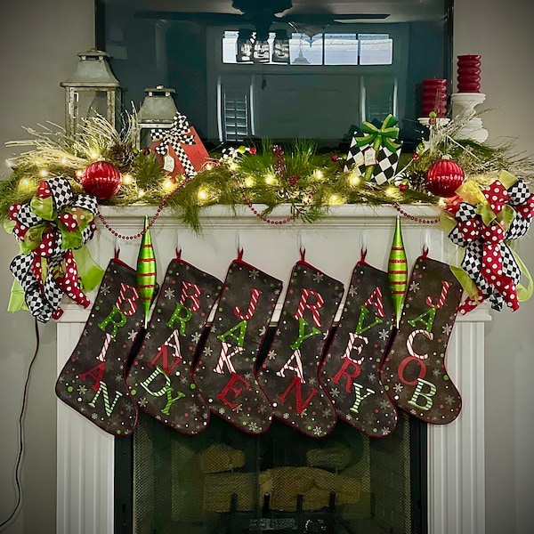 Personalized Christmas Stocking - Festive Name Stocking - 2 Color ...