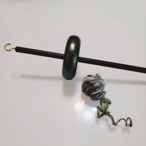 Emerald Dragon Sparkle Drop Spindle - Blue Green Gold Shifting Colors ...
