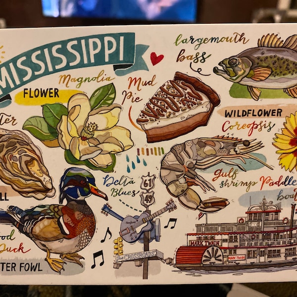Mississippi State Postcard. - Etsy