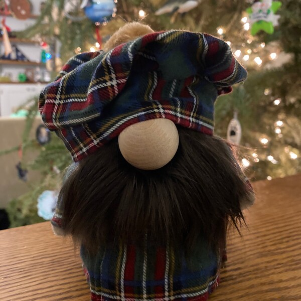 Tartan Scottish Handmade Gnome With Tartan Plaid Bonnet/hat and Kilt ...