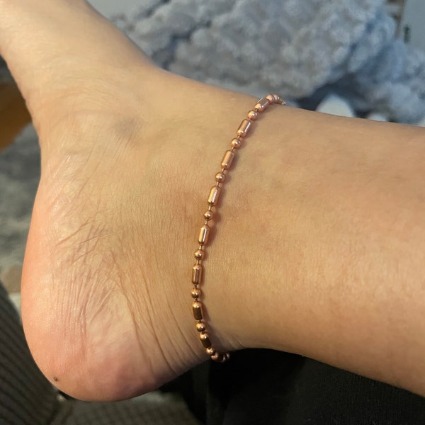 Copper Ball Chain Anklet, Solid Copper Anklet, Minimalist Anklet ...