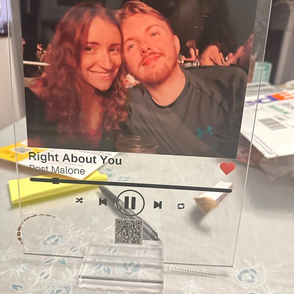 NEXT DAY SHIP Custom Song Plaque Acrylic Plaque Couples Gift With Code ...