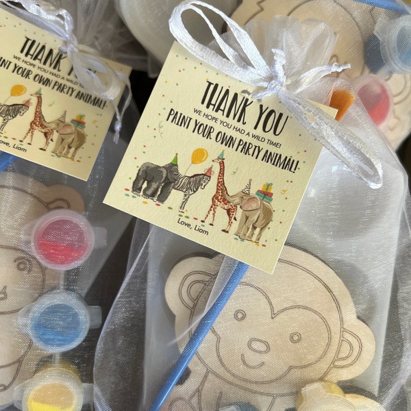 Editable Party Animals Favor Tags Wild One Animals Thank You Tag Safari ...
