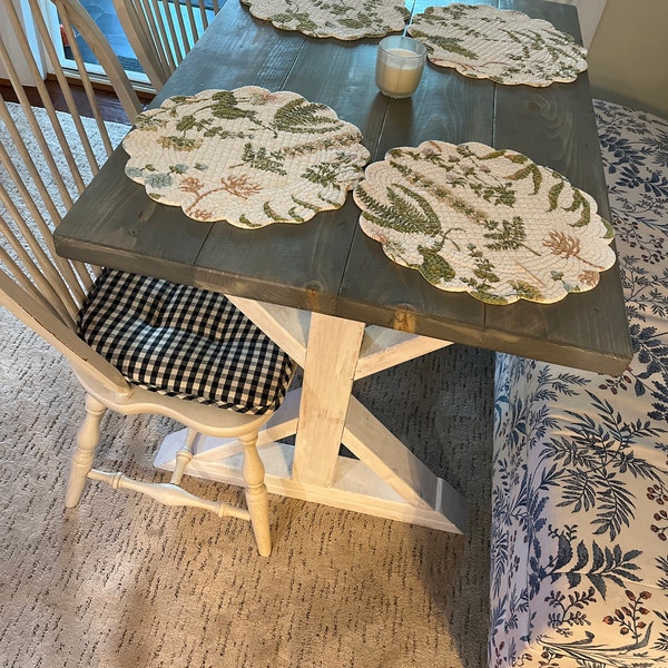 Rustic Farmhouse Dining Table, Trestle Table, Dine Table Set, Farmhouse ...