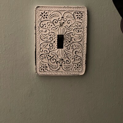 Distressed White Metal Single Switch Plate, Shabby Chic, Metal Single ...