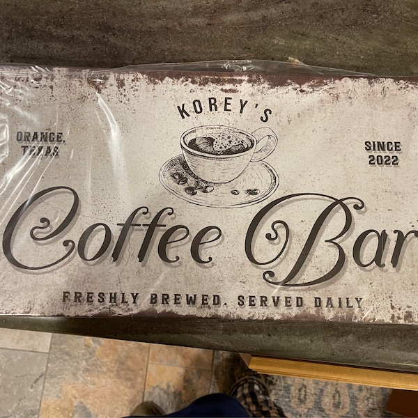 Coffee Bar Sign Freshly Brewed Coffee Beans Artwork Large Wall Art ...