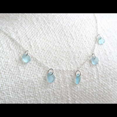 Genuine Sea Glass Charm Necklace, 14k Gold Filled Sea Glass Necklace ...