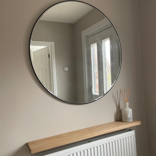 Bathroom Oak Basin Shelf - Sink Shelf 45cm Deep, 40mm Thick - Square ...