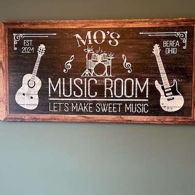 Personalized Music Room Sign, Custom Music Studio Signs, Gifts for Him ...