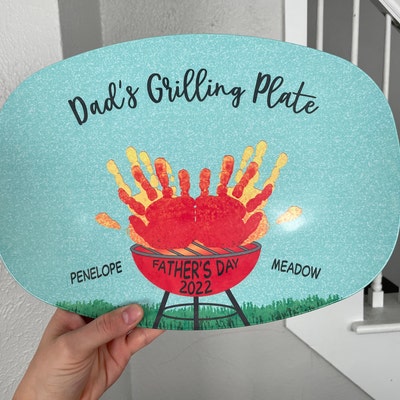 Handprint Custom Grilling Plate, Personalized Platter for Father's Day ...