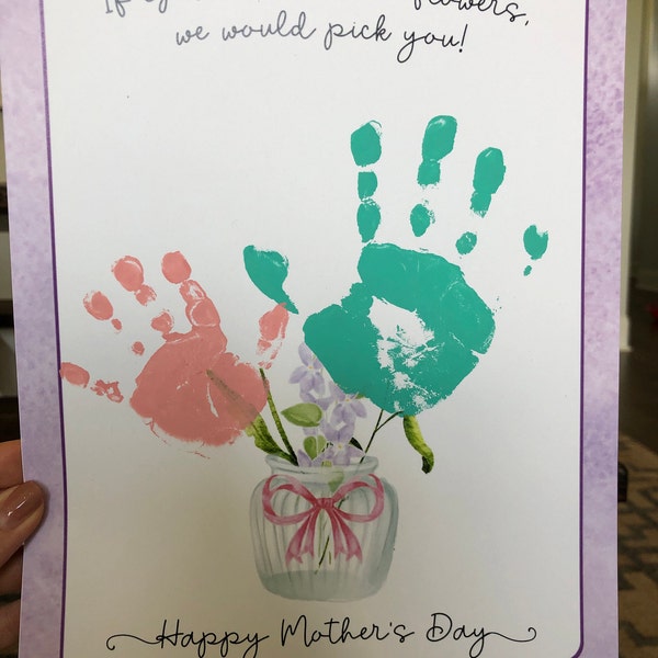 Mothers Day Gift From 2 Grandchildren, Handprint Flowers, Personalized ...