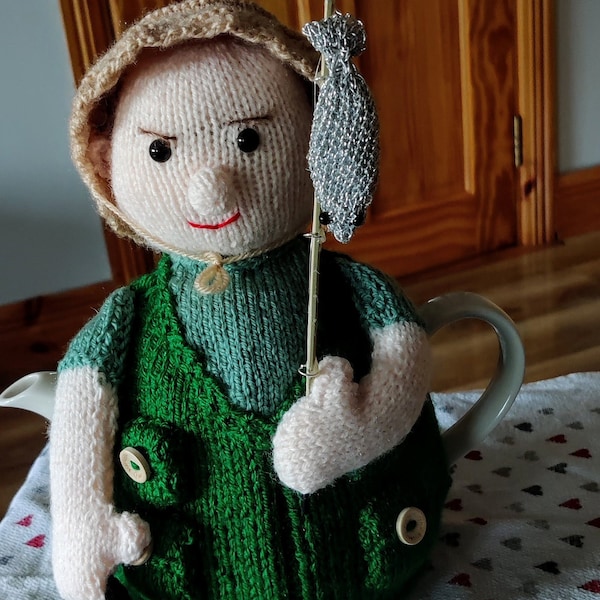 Tea Cosy Knitting Pattern. PDF Digital Download. Monty Goes Fishing.tea ...