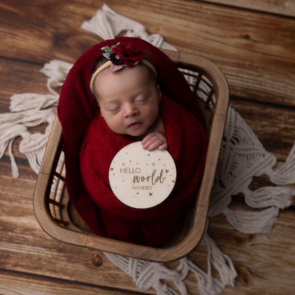 Custom Baby Name Announcement Wooden Round Hospital Sign for Crib ...