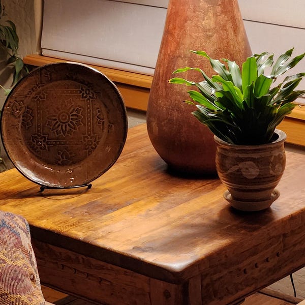 Pottery Dinnerware, 2 Small Plates, Handmade Ceramic Luncheon Plate Set ...