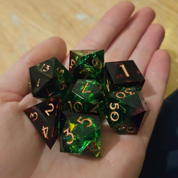 Green DND Dice Set, Green Star Sharp Edge D&D Dice Full Set, Dungeons ...