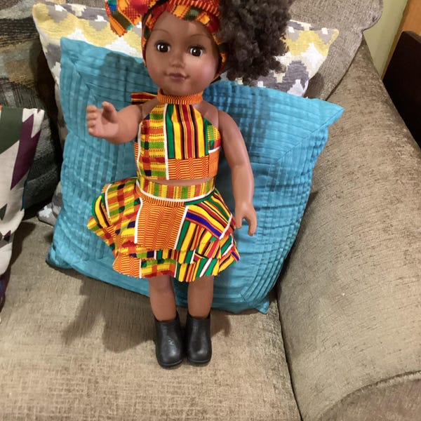 African Doll Dress/two Piece Halter Neck Doll Dress for 18” Doll in ...