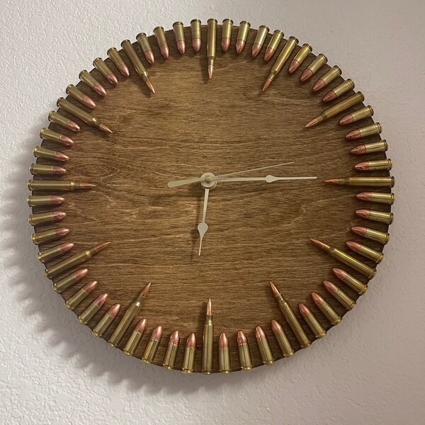 Original Dark Walnut Stained Bullet Clock. Perfect Veteran Gift or for ...