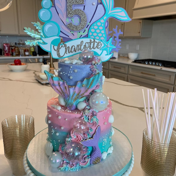Mermaid Cake Topper, Mermaid 1st Birthday Banner, Mermaid One Banner ...