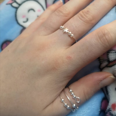 Thumb Fidget Ring, Anxiety Ring With Silver Colour Balls 1x Ring PLEASE ...