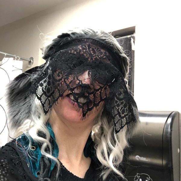 Black Gold Lace Mask Veil-mysterious Masquerade Ball Versailles Party ...