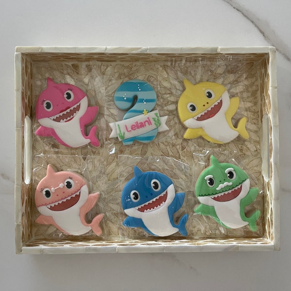 2 Dozen Shark Birthday Sugar Cookies • Shark Party Favors - Etsy
