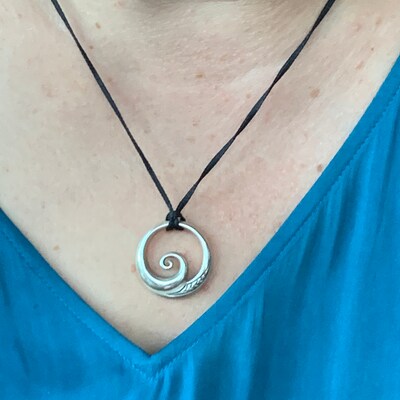 Sterling Silver Maori Koru Pendant Wave Pendant, Connections With the ...