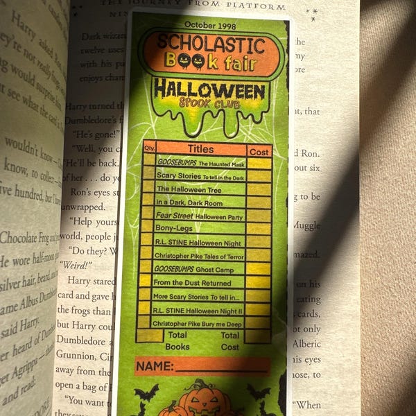 Scholastic Book Fair Order Form 90s, 80's Nostalgic Halloween Bookmark ...