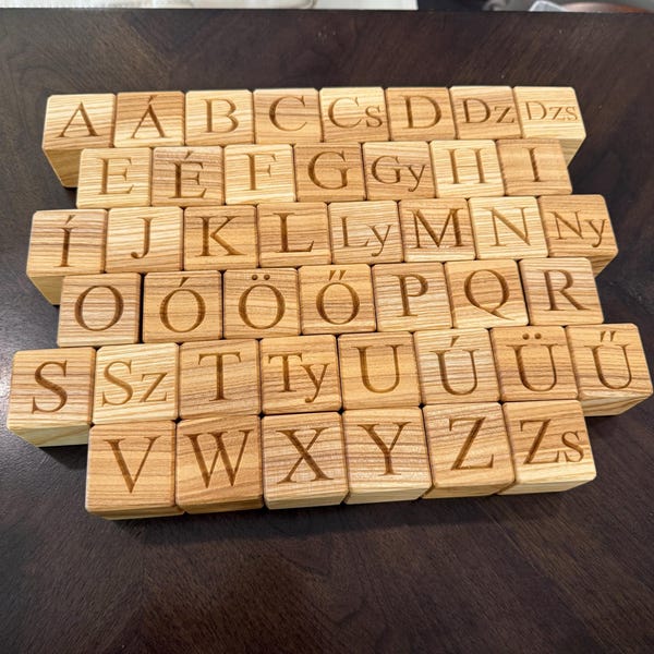SMALL 26 Wooden English Alphabet Blocks ABC Wood Block Learning Wood ...