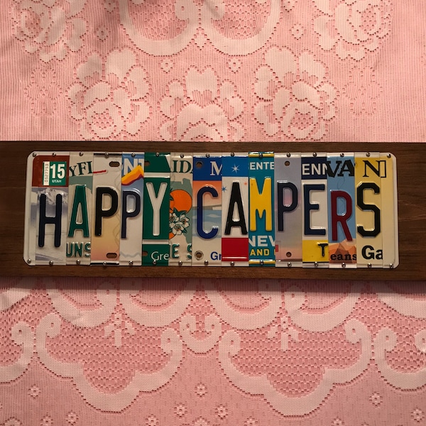 Happy Campers Custom License Plate Sign RV Life Camping Sign - Etsy