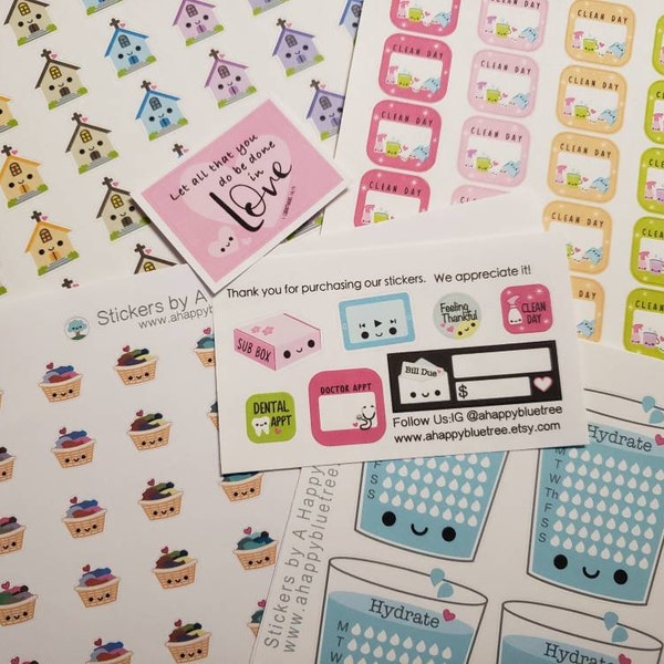 Happy Clean Day Write-in Square Tracker Reminder Stickers Erin Condren ...