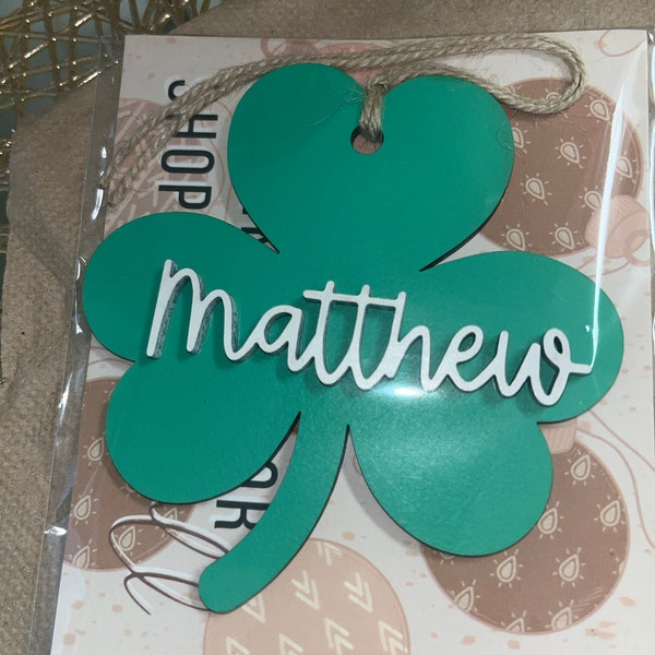 Personalized Shamrock Gift Basket Tag: 3D Layered Wood St. Patrick's ...