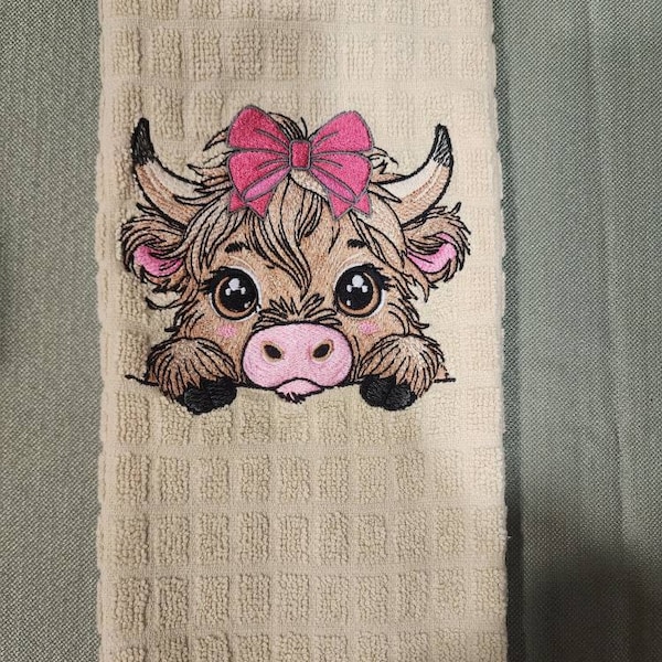 Baby Highland Cow Embroidery File, Farm Animals Embroidery File, Cute ...