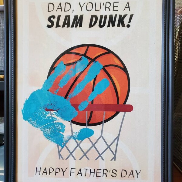 Basketball Fan Father's Day Gift From Kids, Handprint Art Craft for ...