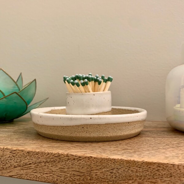 Speckled White Matchstick Holder - Ceramic Matchstick Holder - Handmade ...