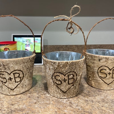 Birch Pot Vase Flower Pot Rustic Weddings READ Description - Etsy