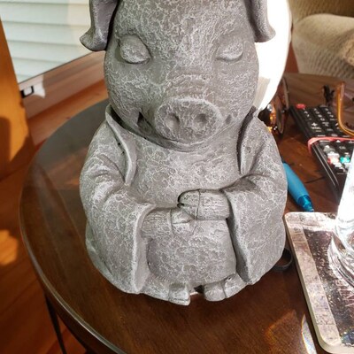 Pig Statue, Meditating Buddha Pigs, Zen Animals, Pig Figures, Concrete ...