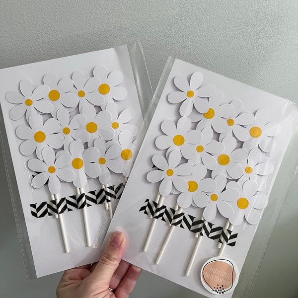 Daisy Cupcake Toppers Daisy Theme Birthday Baby Shower First Birthday ...