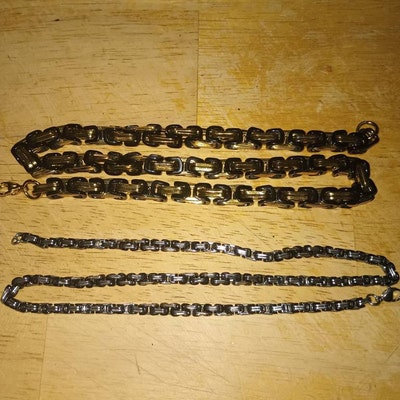 Gold Stainless Steel Box Chain Necklace, Military Dog Tag Chain, Chains ...