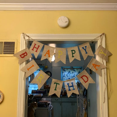 Happy Birthday Burlap Banner, Happy Birthday Bunting, Happy Birthday ...