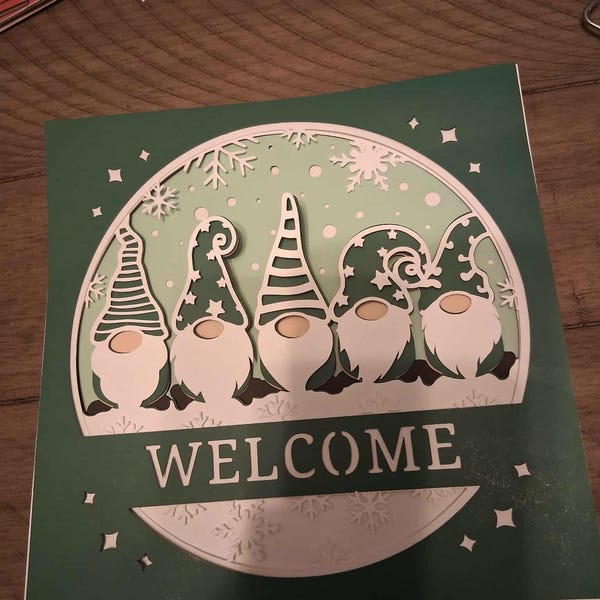 3D Gnome Welcome Shadow Box, Christmas Shadow Box Svg, Merry Christmas ...