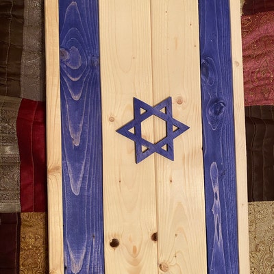 Wood Israeli Flag, Star of David Flag, Jewish Home Decor, Jewish ...