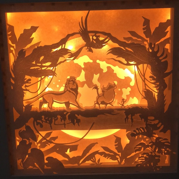 The Lion King Lightbox SVG, Paper Cut Template Ai, the Lion King Shadow ...