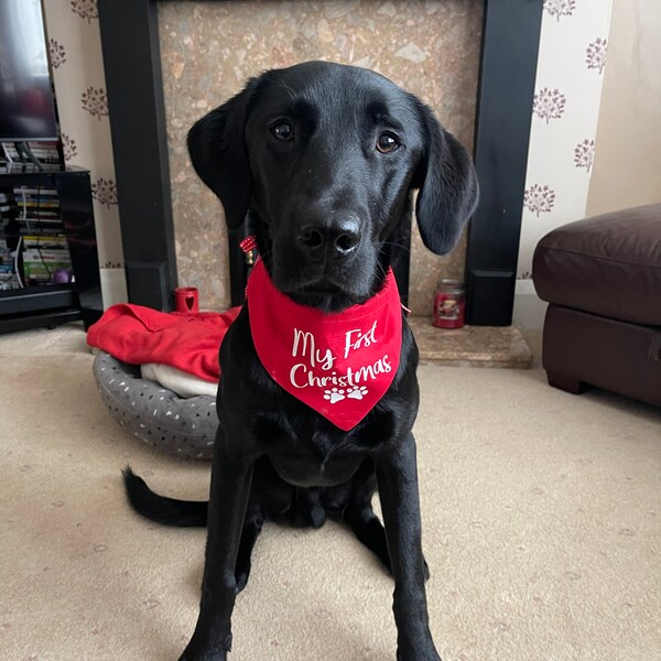 RED My First Christmas Dog Cat Bandana Neckerchief Bandana for Dogs ...
