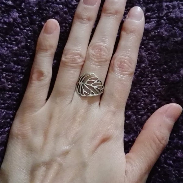Leaf Ring, Sterling Silver, Rubber Ficus Plant Ring, Filigree Branch ...