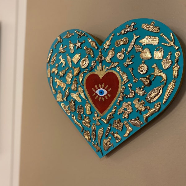 Evil Eye Custom Made Box With Gold Milagro Charms - Light Blue Box ...