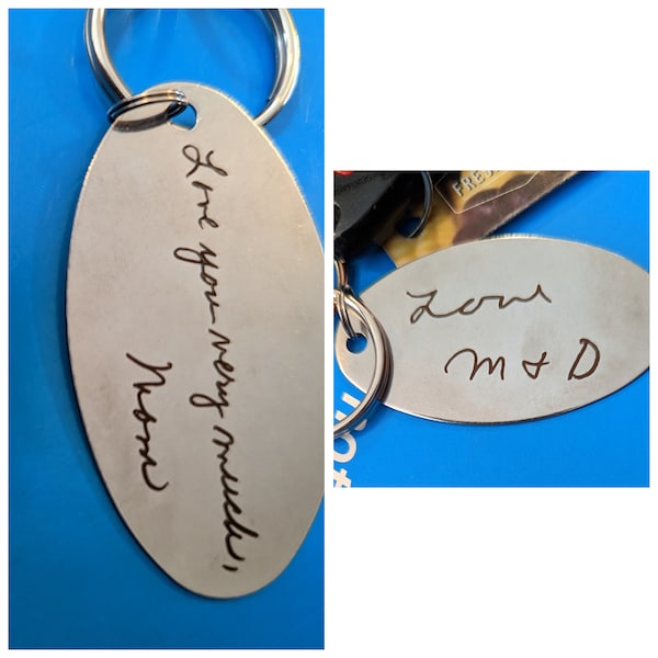 Handwritten Key Chain, Your Handwriting Keychain - or Font ...
