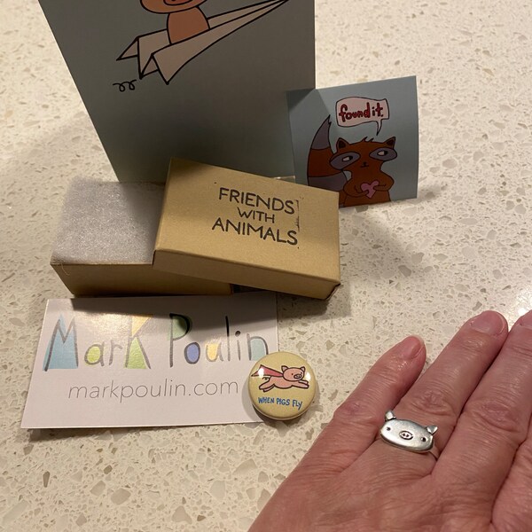 Sterling Silver Pig Ring - Silver Pig Head Ring - Etsy