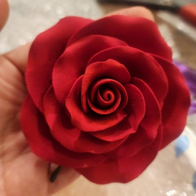 Set of 3 Beautiful Red Roses Sugar Gum Paste Red Roses Cake Topper for ...