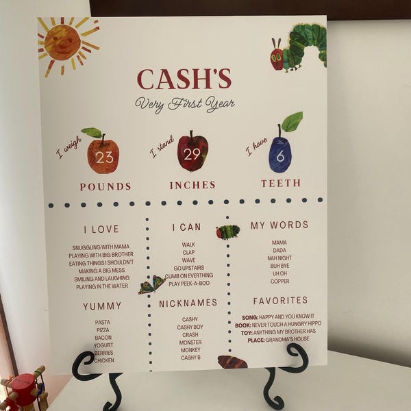 The Very Hungry Caterpillar Editable Digital Invitation, First Birthday ...