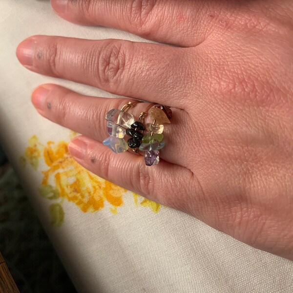 Chakra and Rainbow Gemstone Crystal Ring- Made to Order- Raw All ...
